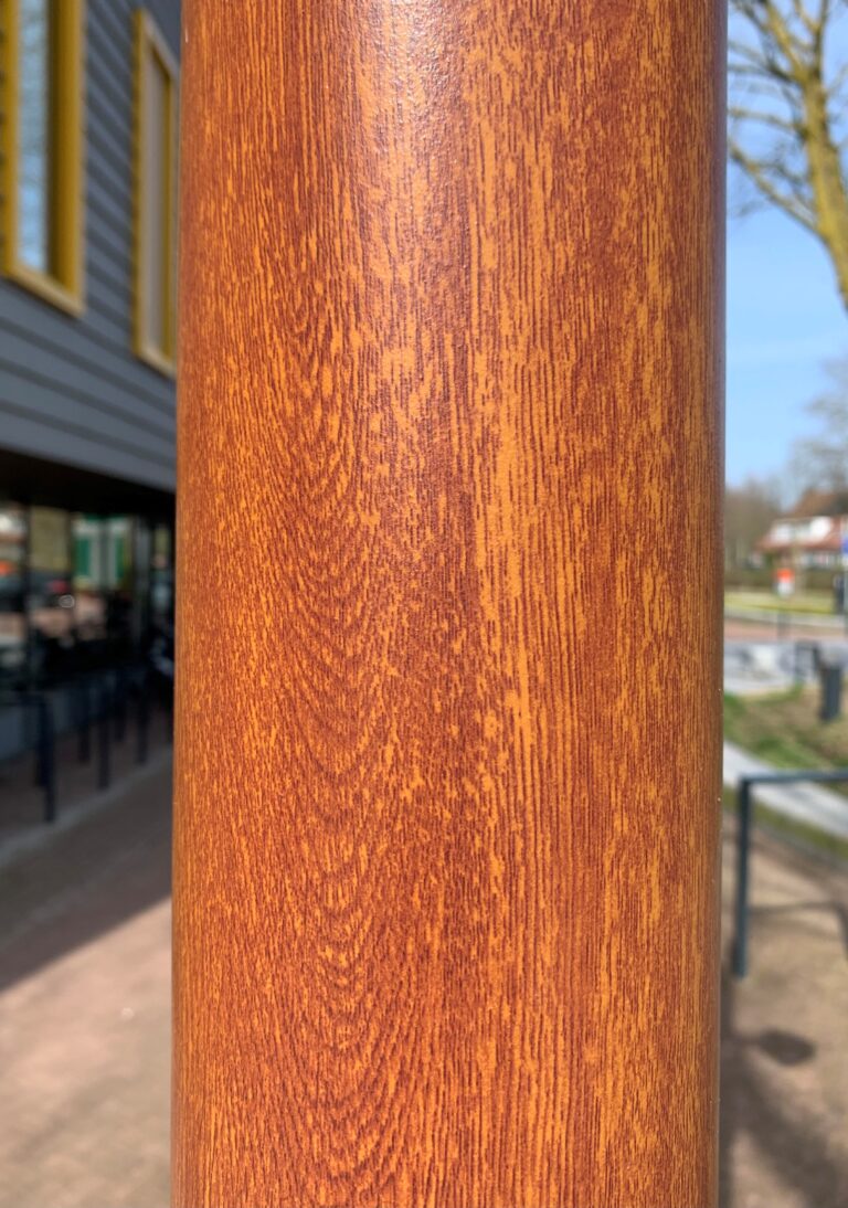 A058 - Steel tapered poles with an attractive wood pattern - PMF Steel ...